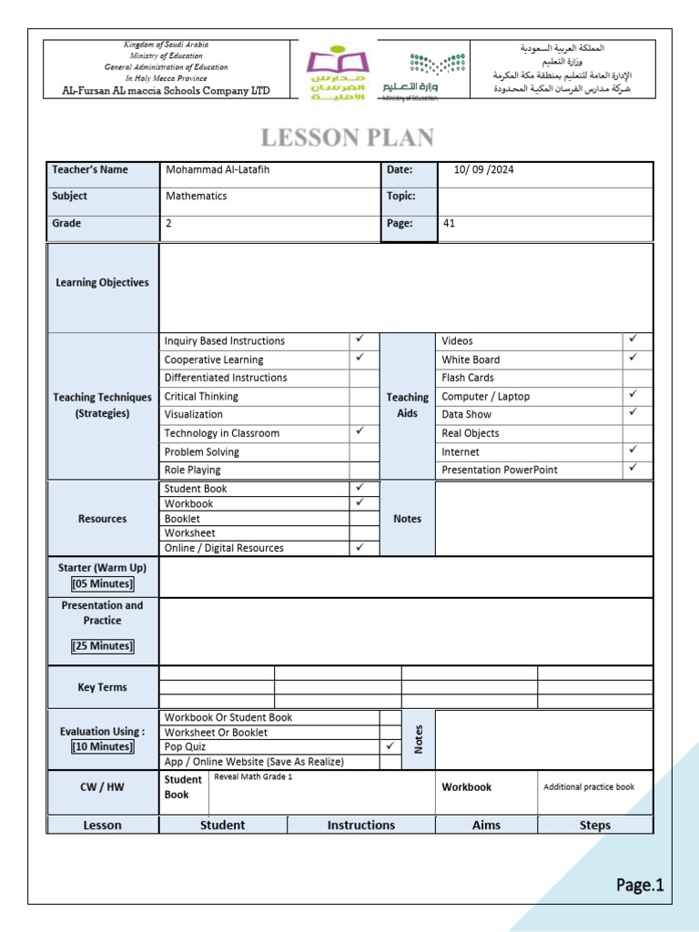 Lesson Plan 10-9-2023 - G2 | PDF | Lesson Plan | Differentiated Instruction