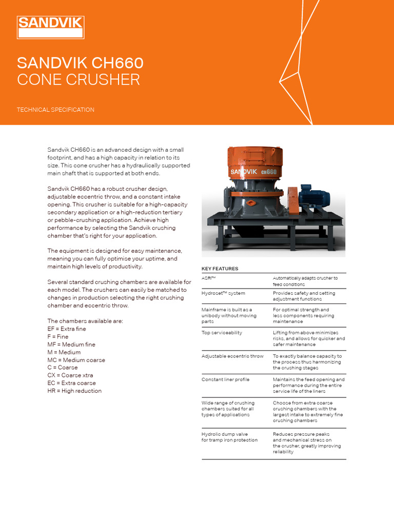 Brochure Sandvik Ch660 Stationary Cone Crusher | PDF | Filtration | Pump