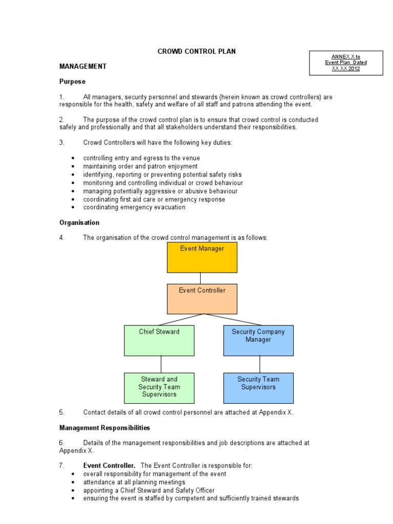 Event Crowd Control Management Plan | PDF | Emergency | Emergency ...