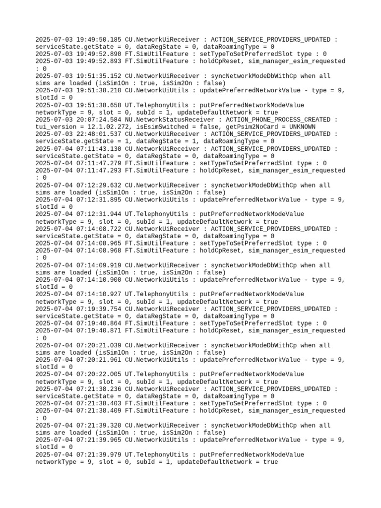 Network Status Updates Log 2025 | PDF