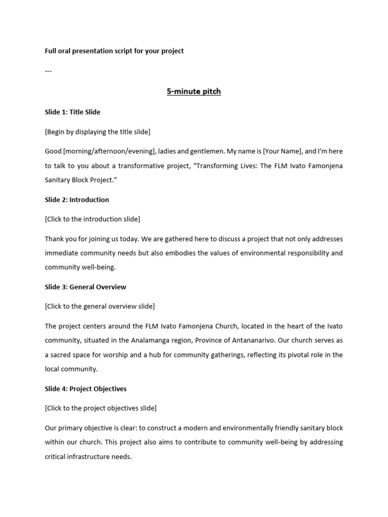 Full Oral Presentation Script For Your Project | PDF | Sanitation | Natural Environment