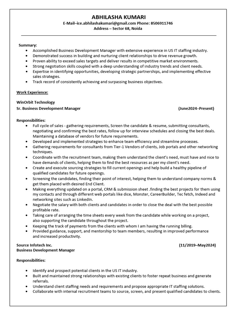 Abhilasha Kumari | PDF | Recruitment | Business Development