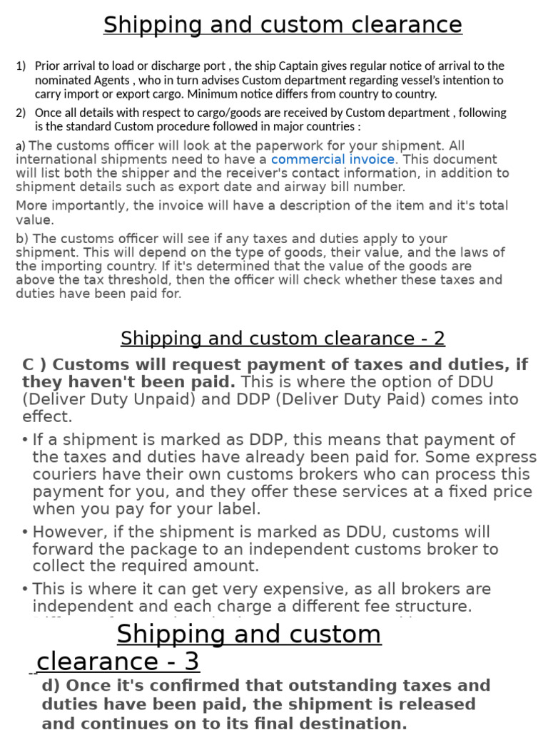 Custom Clearance Process | PDF