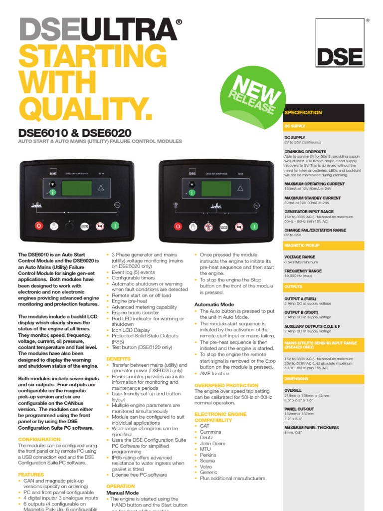 DSE 6010 Datasheet | PDF | Technology & Engineering