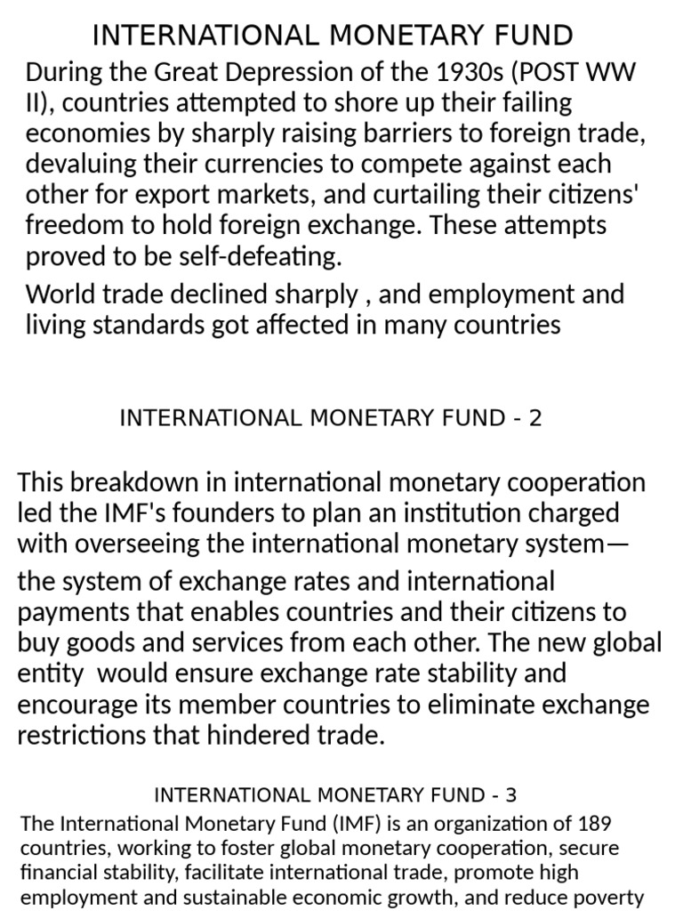 Functions of IMF, World Bank & WTO | PDF | International Monetary Fund ...
