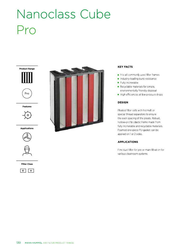 High Efficiency Filters Nanoclass Cube Pro | PDF