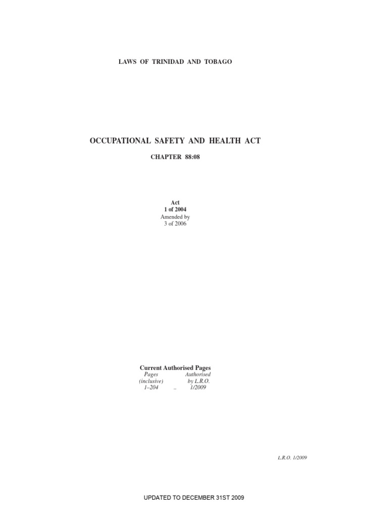The Occupational Safety and Health Act | PDF | Occupational Safety And ...