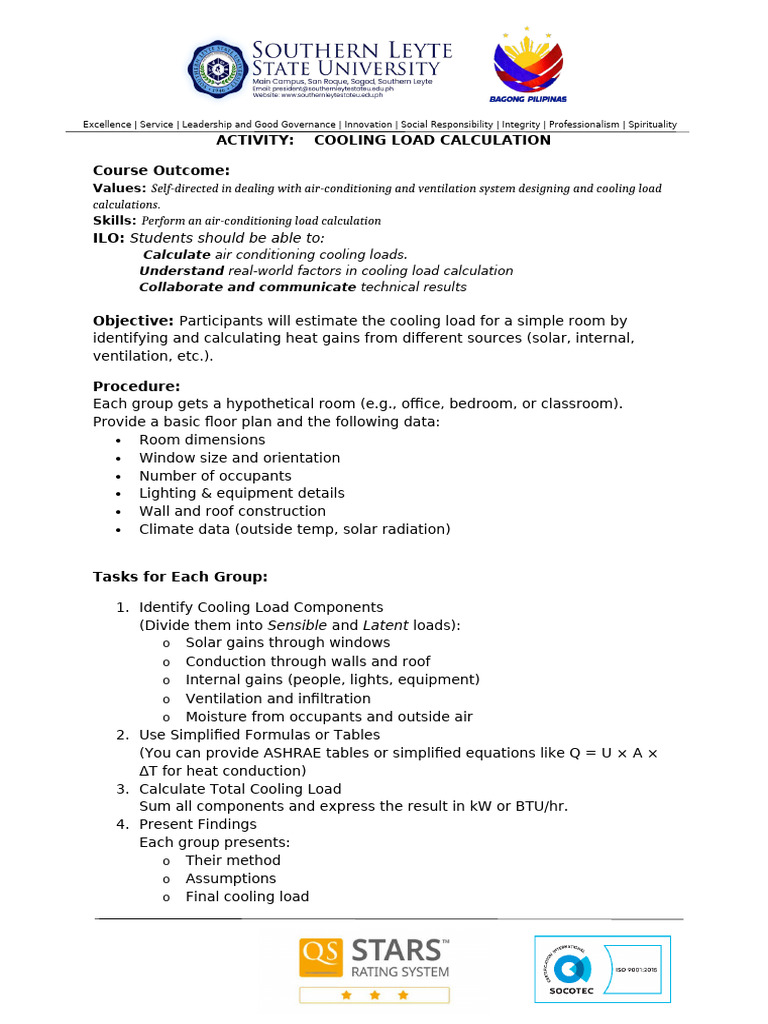 Cooling Load Calculation Workshop Guide | PDF