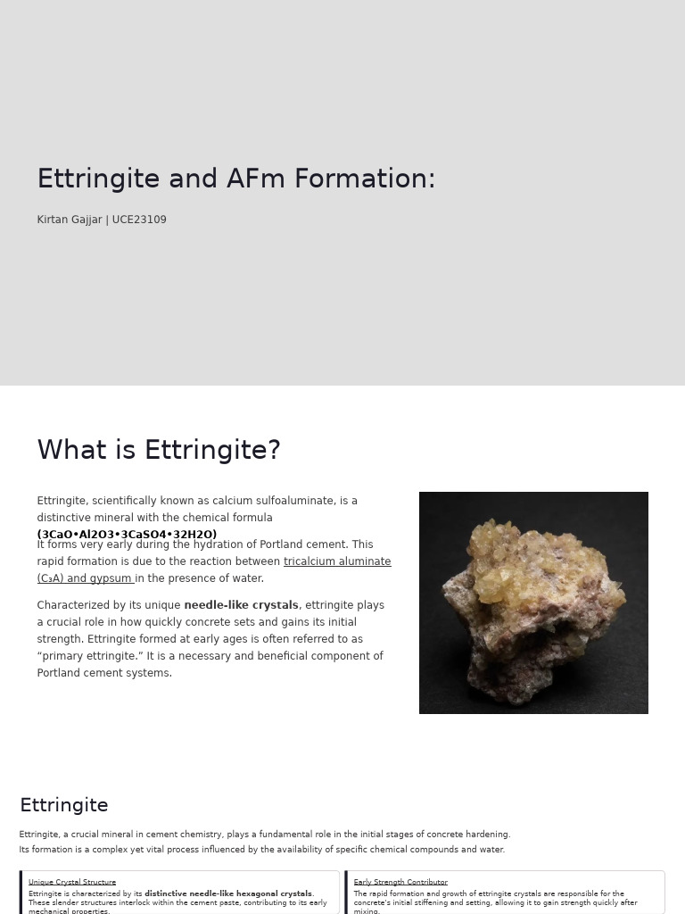Ettringite Formation in Cement Hydration | PDF | Physical Chemistry ...