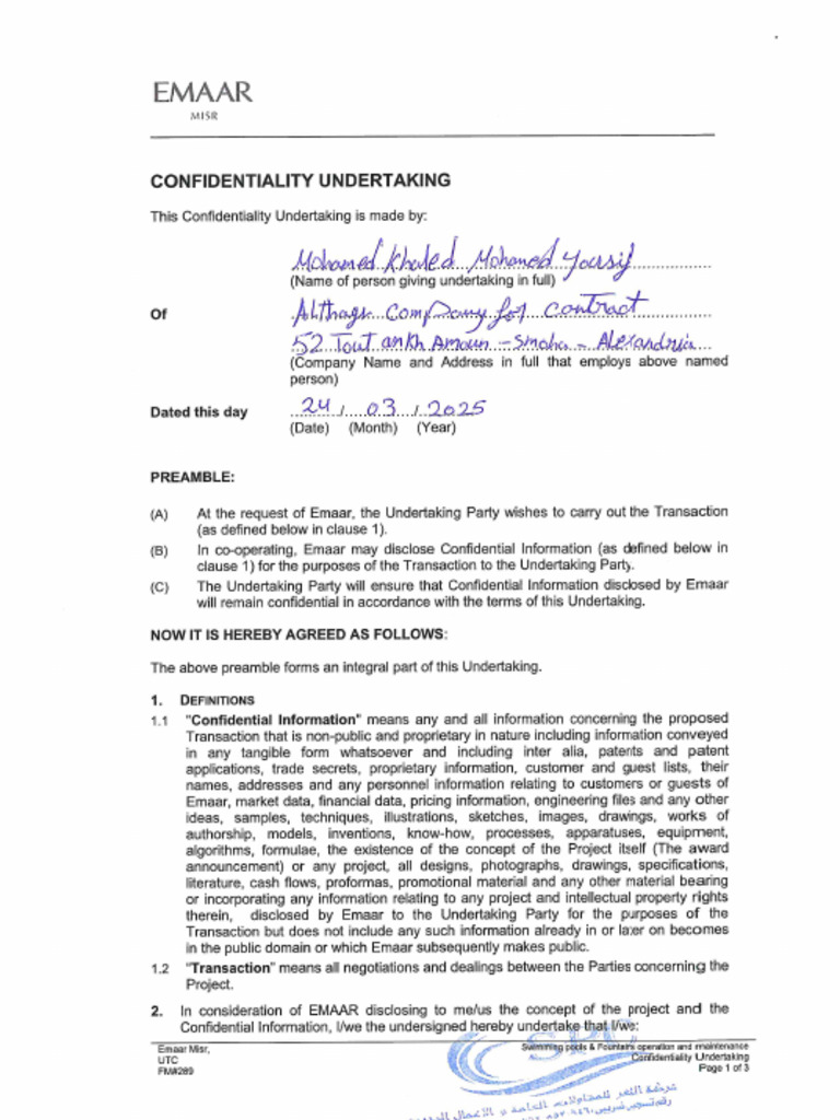 Confidentiality Undertaking | PDF