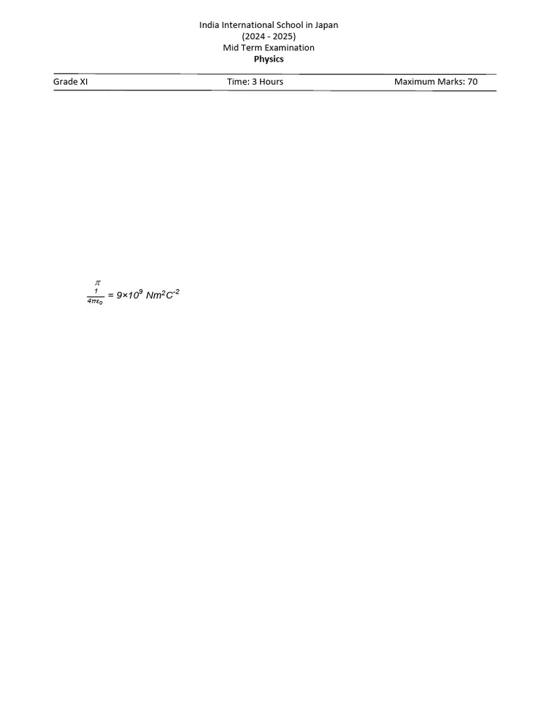 Grade 11 Physics Mid Term MS | PDF | Force | Acceleration