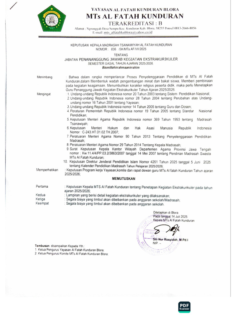 SK Ekskul 2025 | PDF