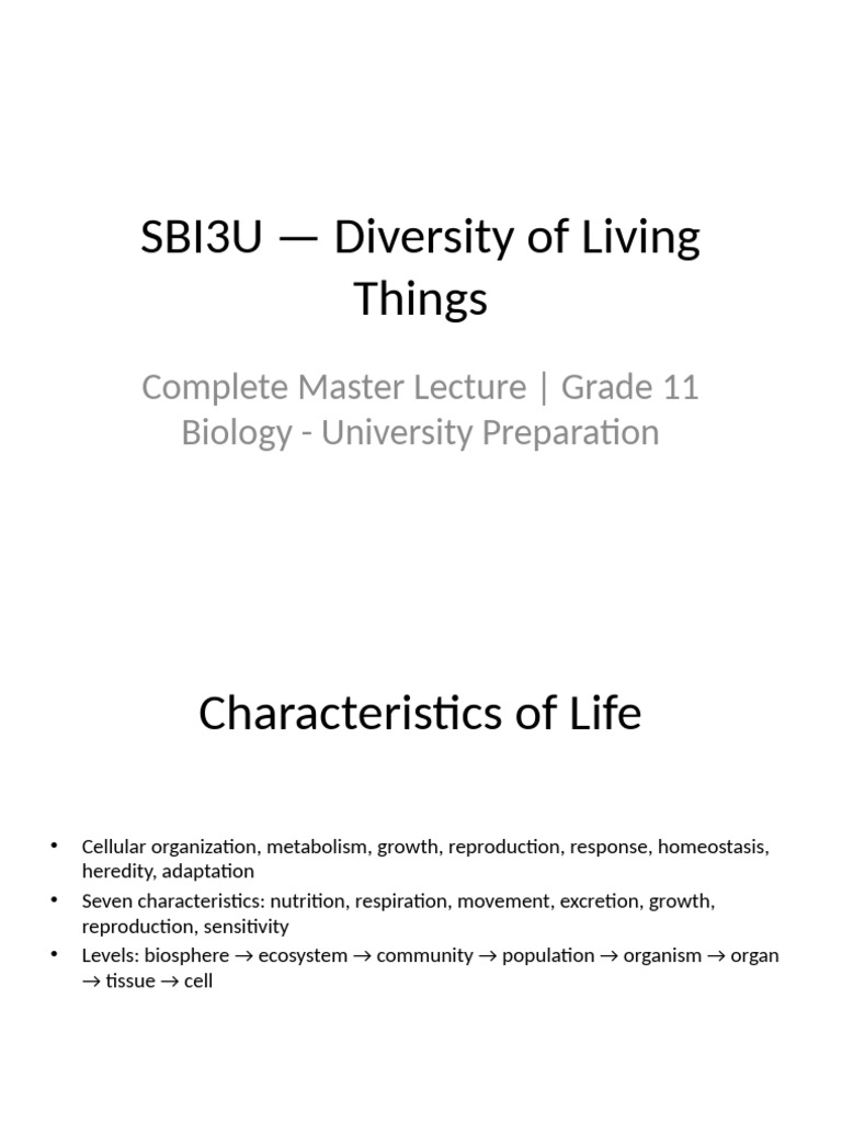 SBI3U: Living Things Diversity Overview | PDF | Bacteria | Cell (Biology)