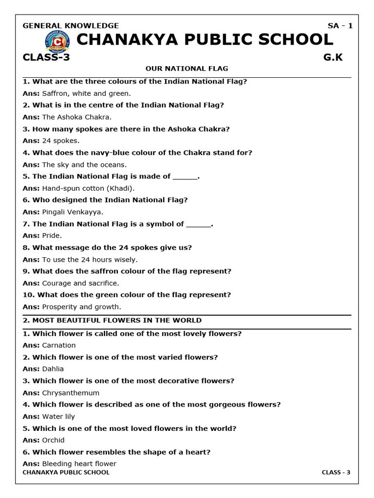 Class-3 General Knowledge Question and Answers | PDF | Disneyland ...