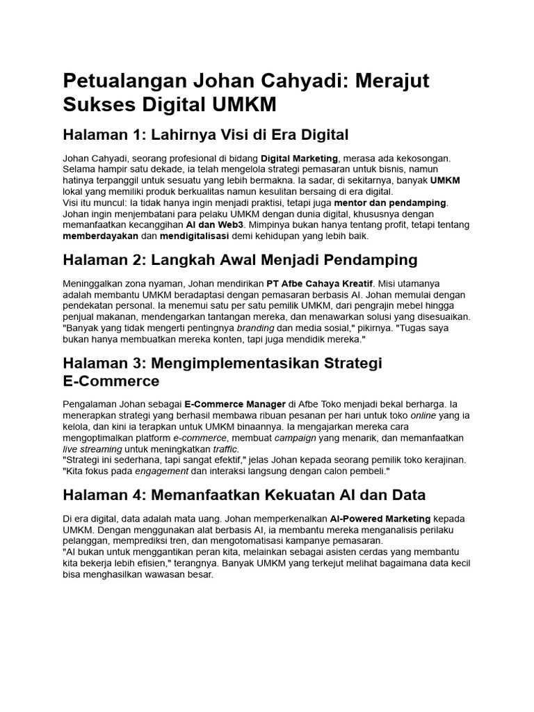 Johan Cahyadi: Mentor Digital UMKM | PDF