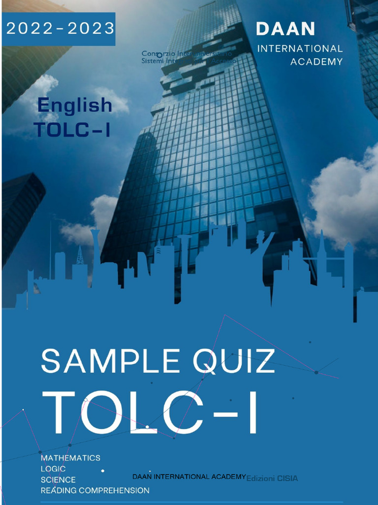 TOLC-I Sample Test - Math, Logic, Science, Reading | PDF