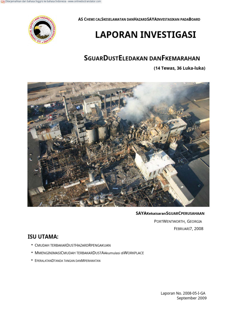 Investigasi Ledakan Debu Gula di Georgia | PDF
