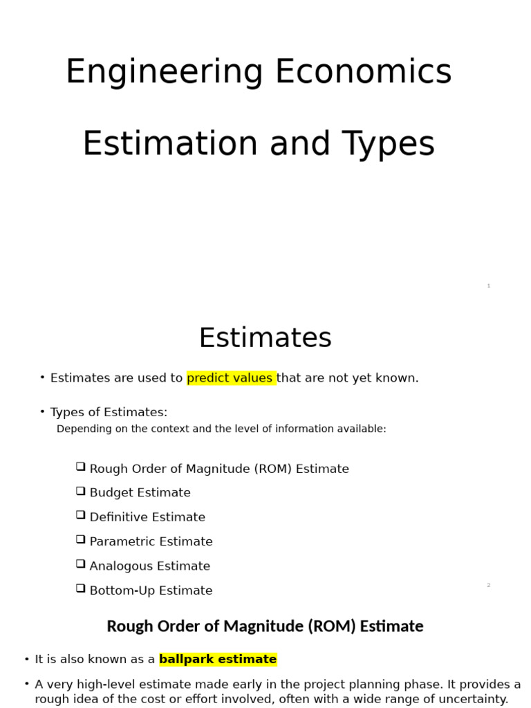 Types of Project Cost Estimates Explained | PDF | Enterprise Resource ...