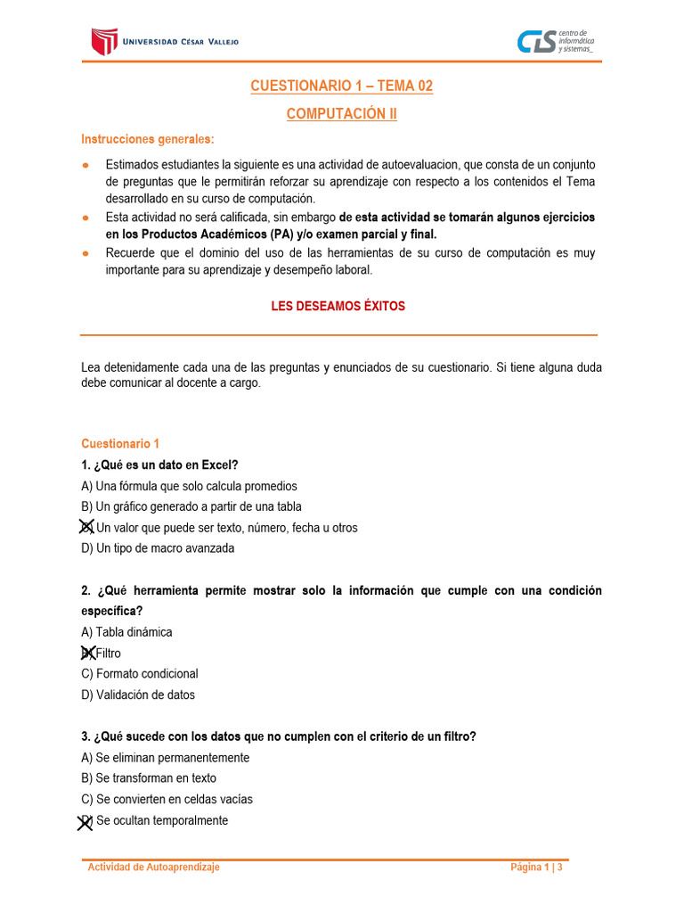 2025 02 C02 S02 Cuestionario | PDF | Microsoft Excel | Informática