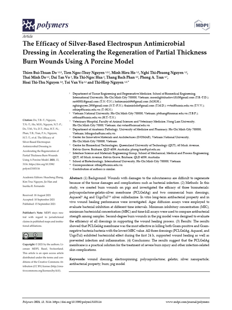 The Efficacy of Silver Based Electrospun Antimicrobial Dressing in ...