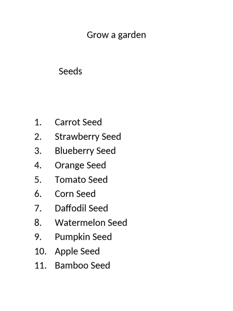 Grow A Garden Seeds | PDF