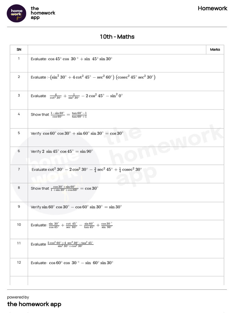 10th Grade Maths Homework Solutions | PDF | Elementary Mathematics ...