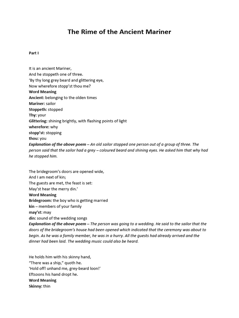 Ancient Mariner: Poem Analysis Guide | PDF | Sailor | Wound