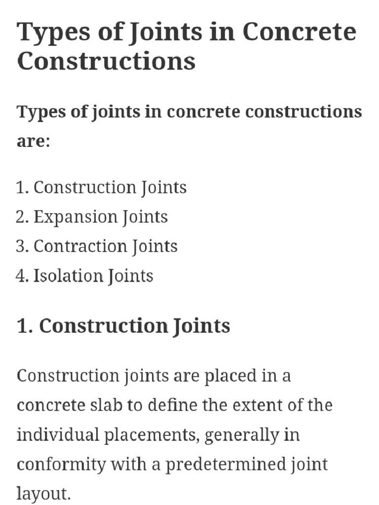 Types of Joints in Construction | PDF