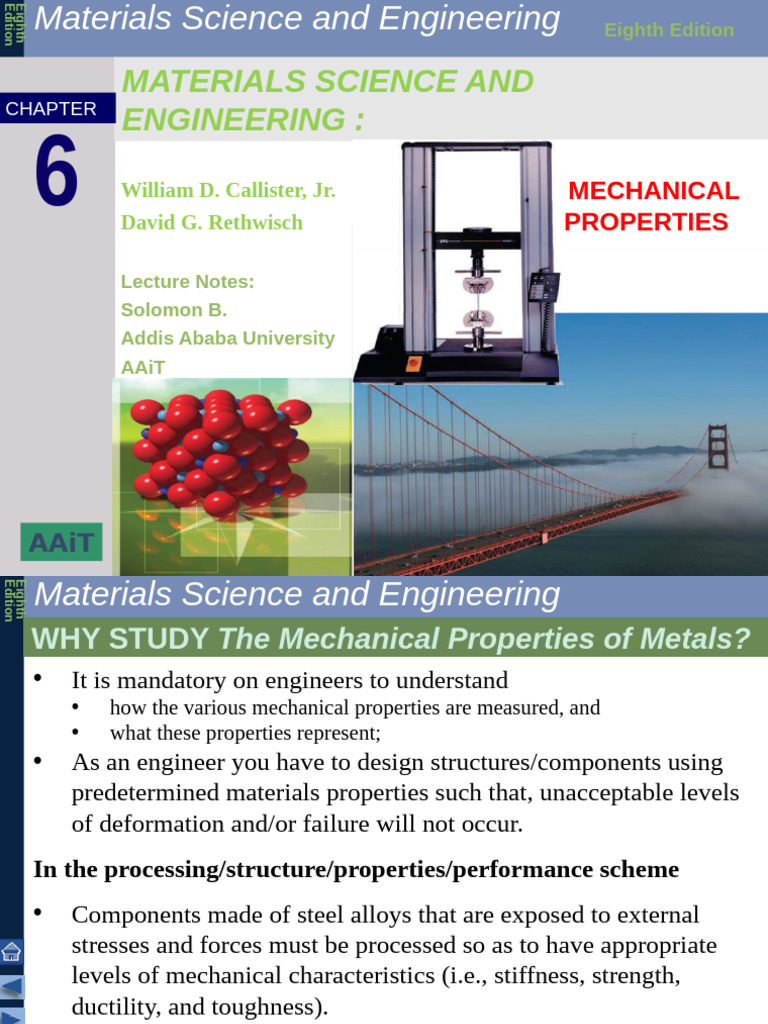 Chapter 6 Mechanical Properties | PDF | Deformation (Engineering) | Yield (Engineering)