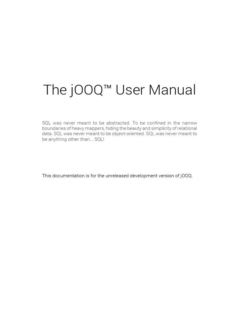 jOOQ Manual 3.21 | PDF | Sql | Software Development
