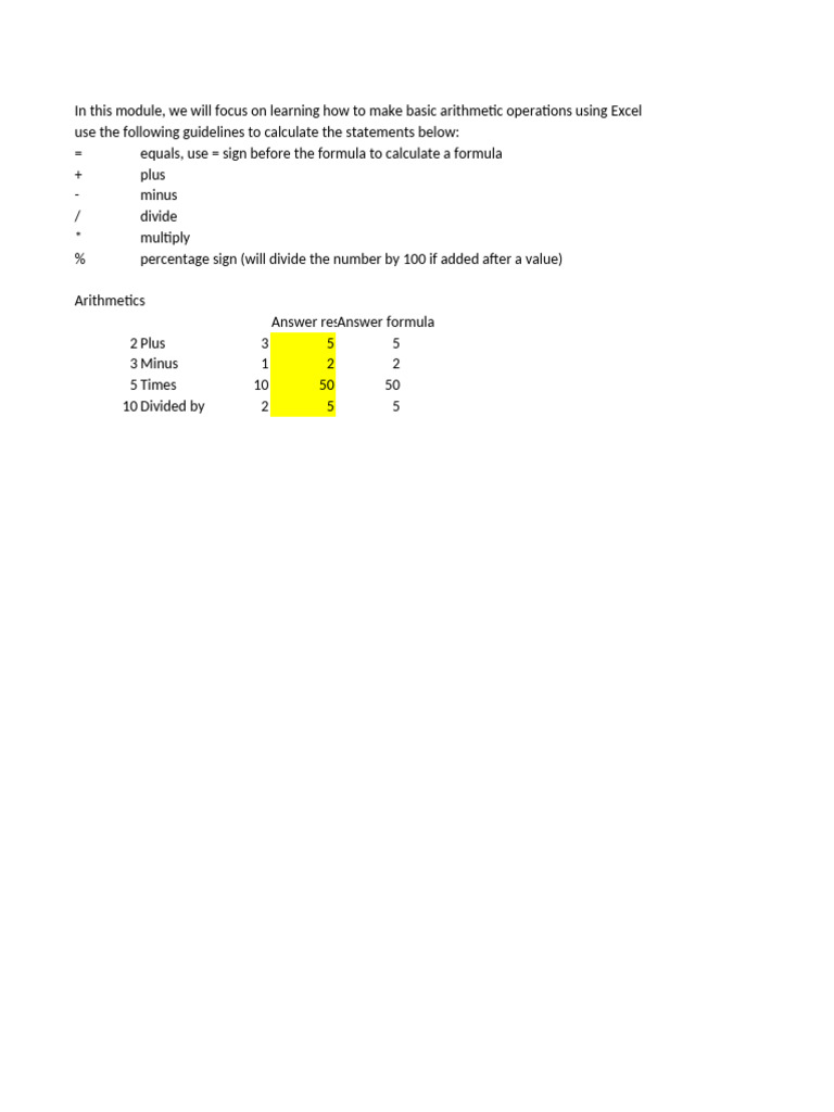 Arithmetic Operations | PDF