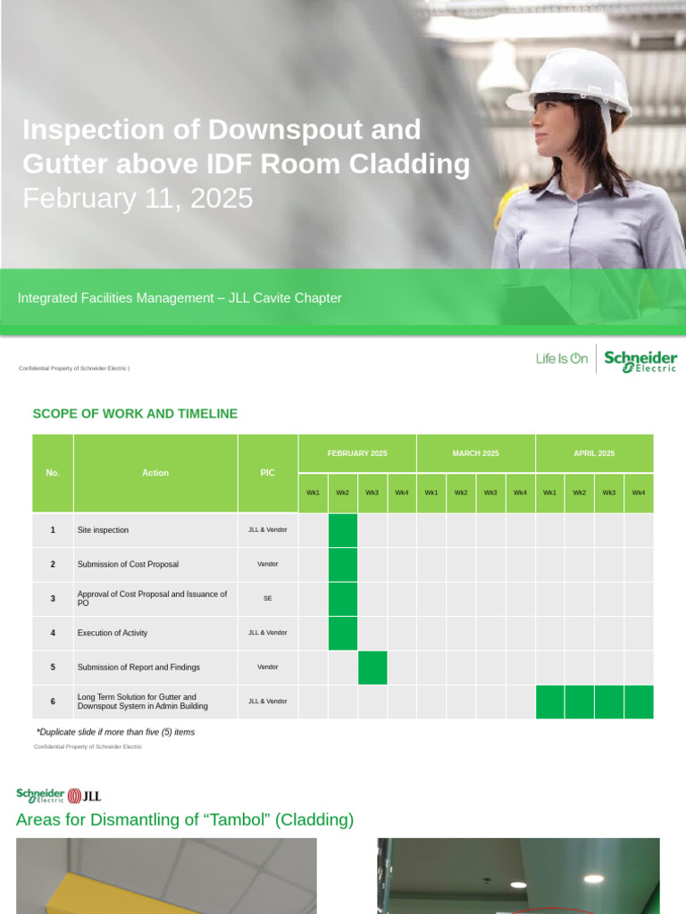 Inspection of Downspout and Gutter Above IDF Room Cladding | PDF