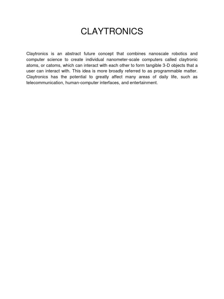 Claytronics | PDF | Emerging Technologies | Computer Engineering