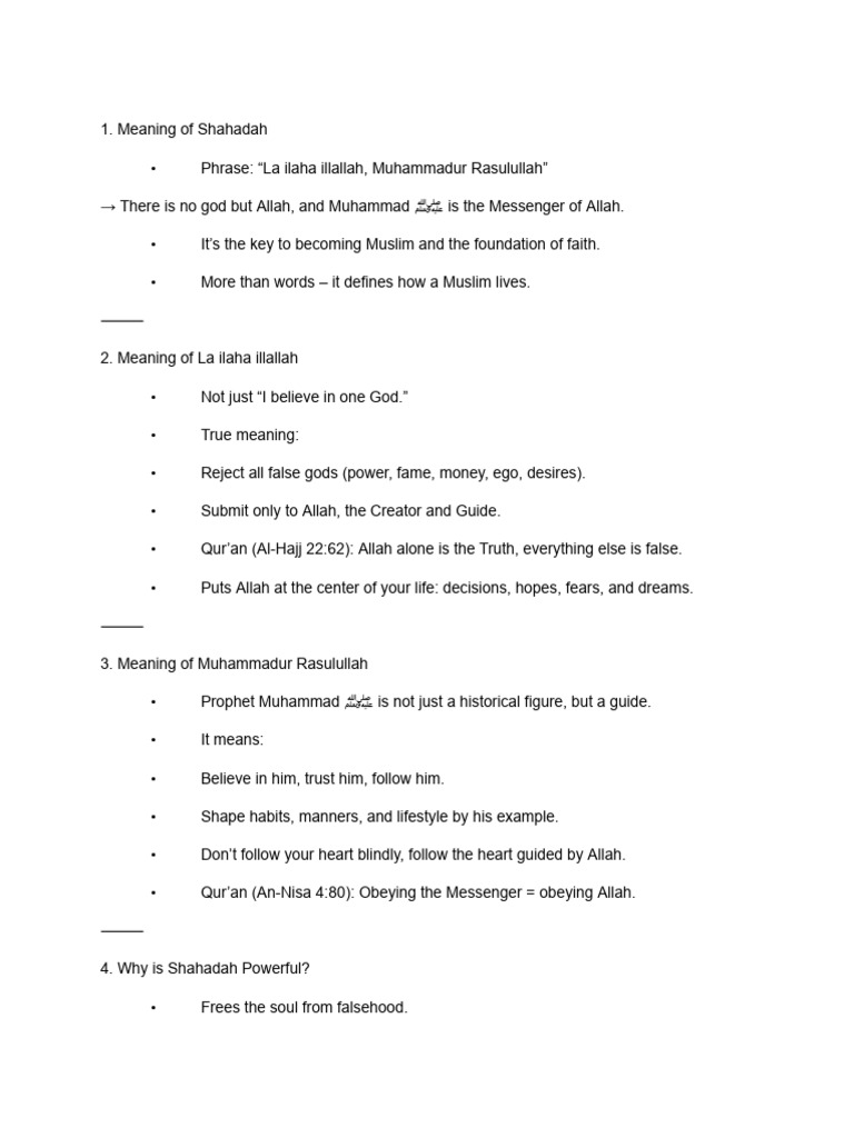 Understanding Shahadah in Islam | PDF | God In Islam | Prophets And ...