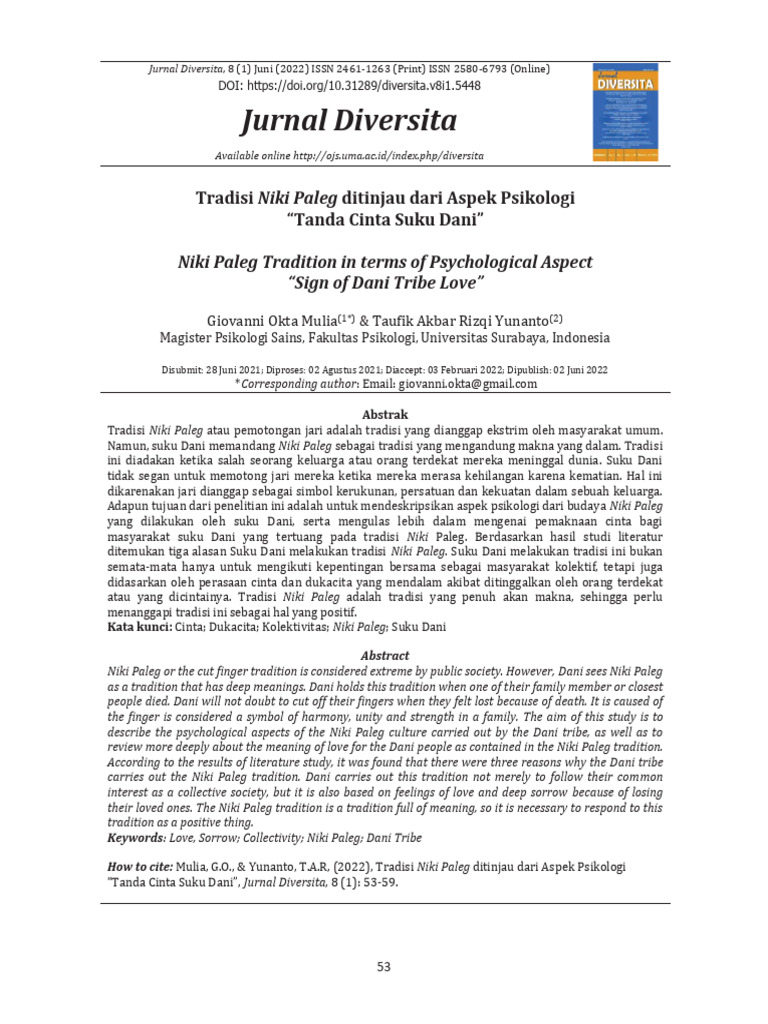 Taufik Akbar Rizqi Yunanto_Tradisi Niki Paleg_Rev | PDF | Emotions | Love