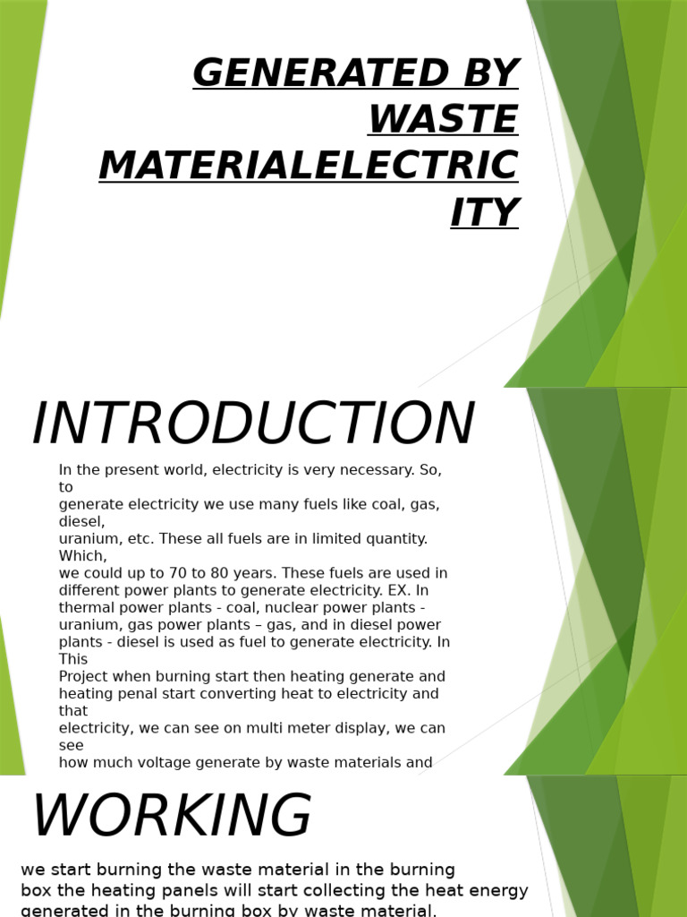 Waste-to-Electricity Generation System | PDF | Electric Power | Resistor