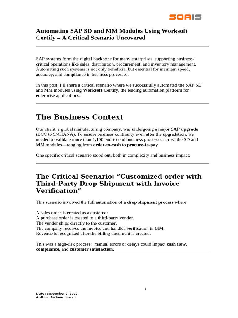 Automating SAP SD-MM Modules Using Worksoft Certify | PDF | Automation ...