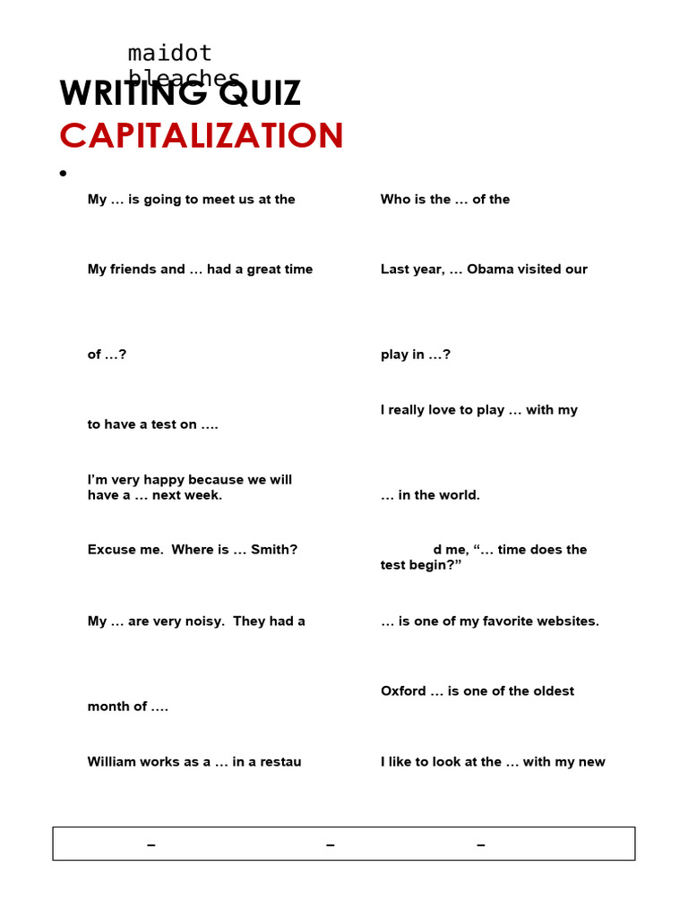 Atg Quiz Capitalization | PDF | Chess | Chess Theory