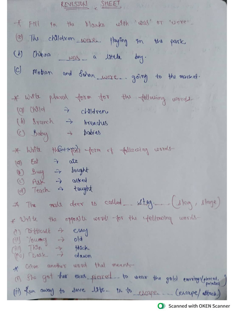 Revision Sheet | PDF