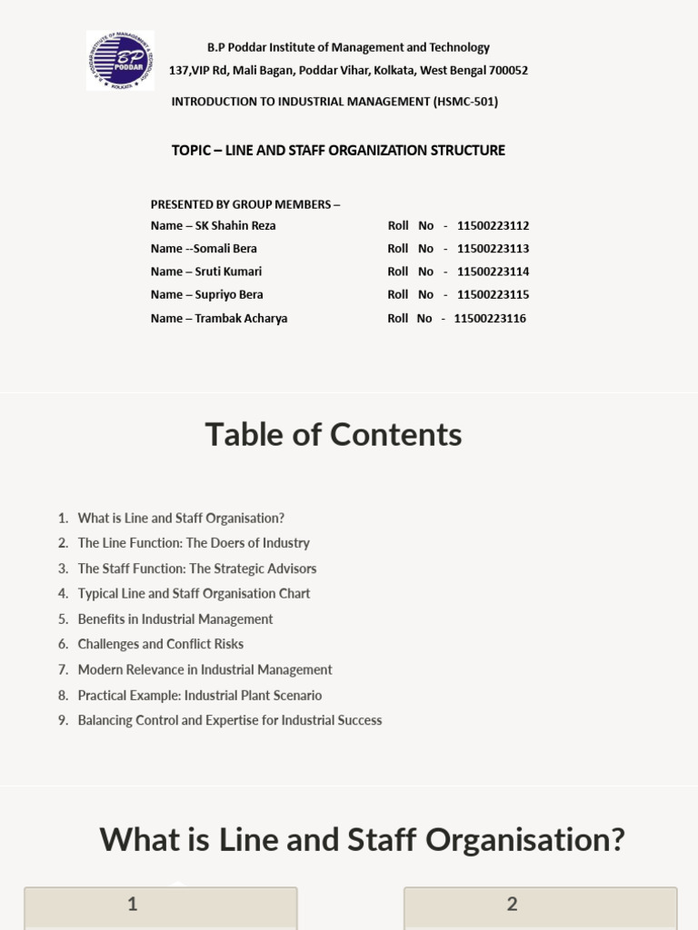 Line and Staff Organization Structure | PDF | Innovation | Business
