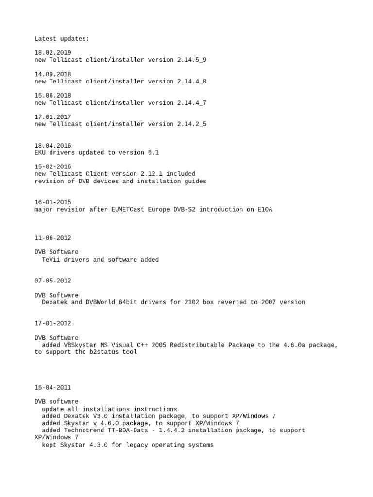 Tellicast Client Version Updates | PDF