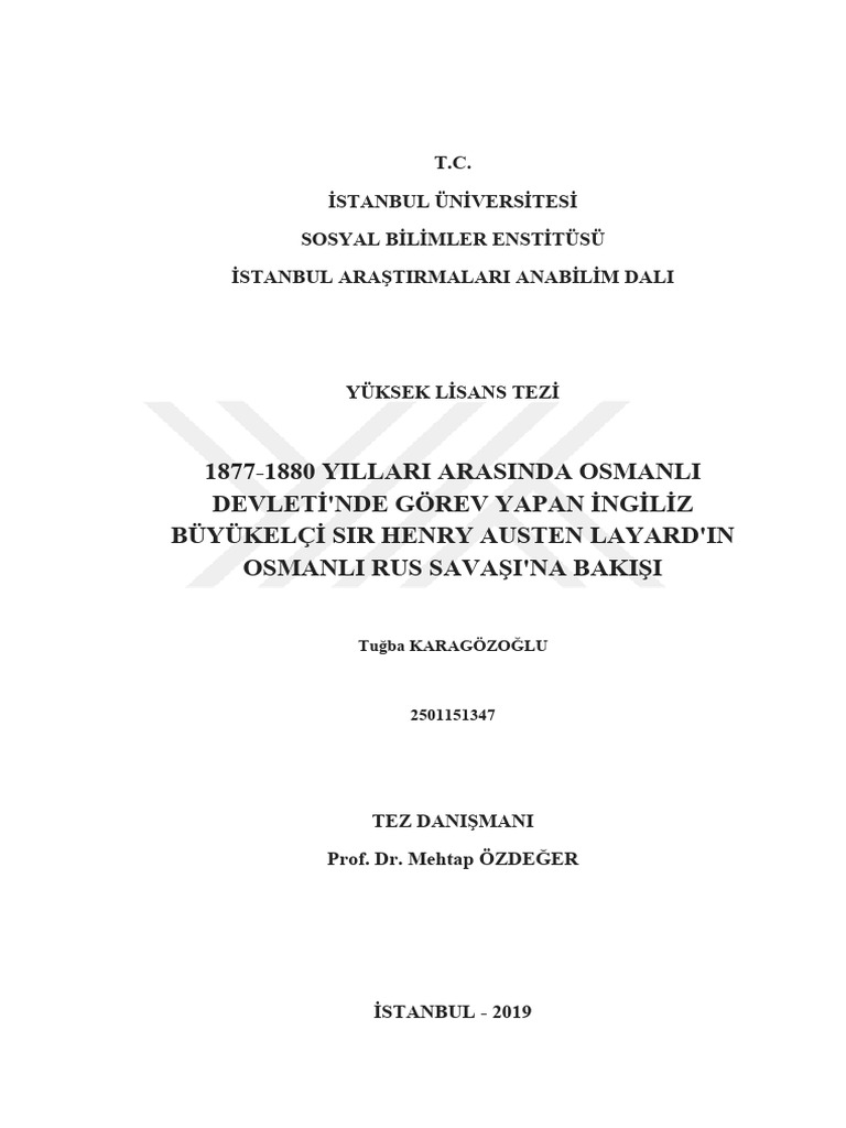 1877-1880 Yılları Arasında Osmanlı Devleti'Nde Görev Yapan İngiliz ...