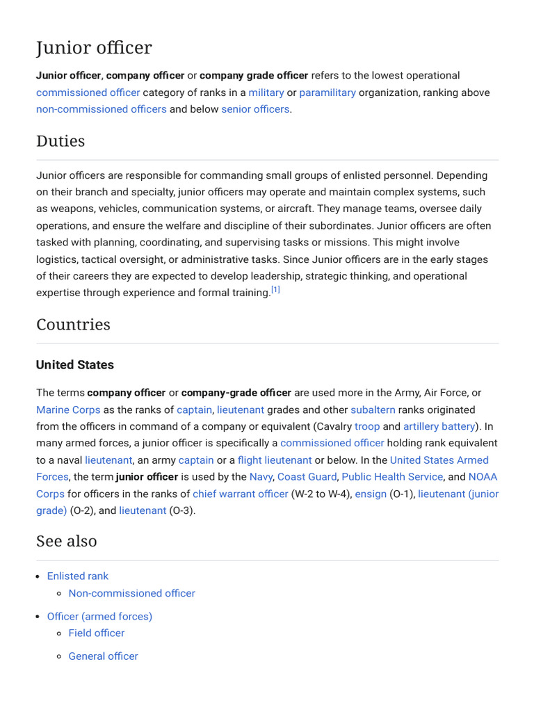 Junior Officer - Wikipedia | PDF