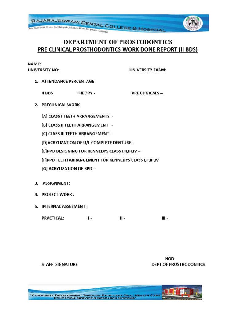 Preclinical Prosthodontics Report II BDS | PDF