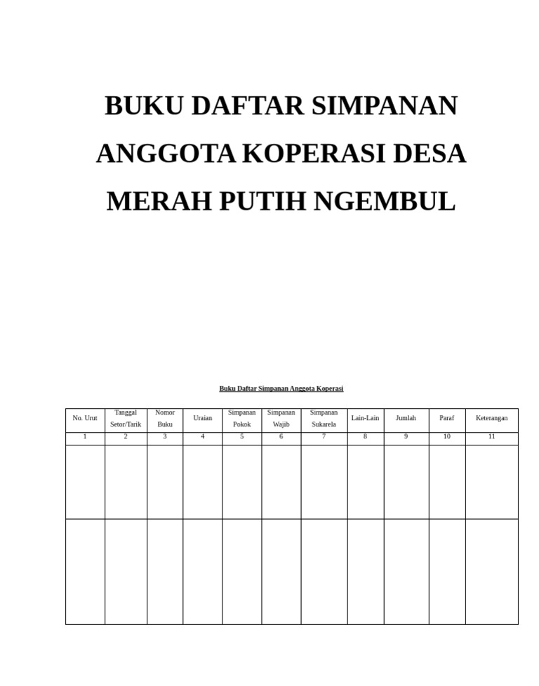 Buku Daftar Simpanan Anggota Koperasi | PDF
