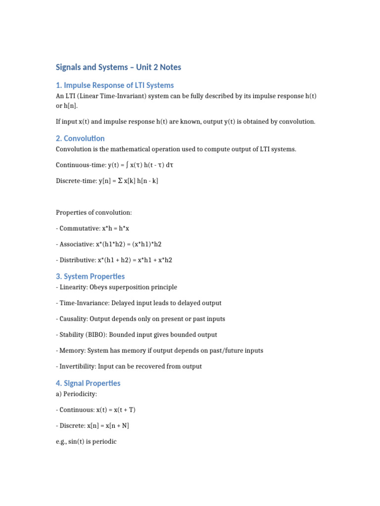 Signals and Systems Unit2 Notes Ajay | PDF