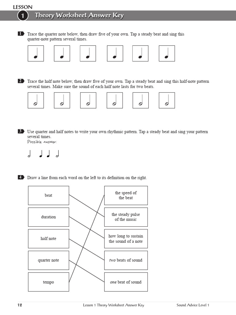 Music Theory Worksheet Answers | PDF | Clef | Music Theory