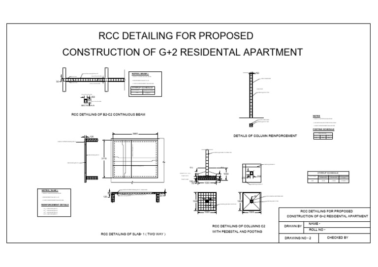 RCC Detailing for G+2 Residential Apartment | PDF | Structural ...