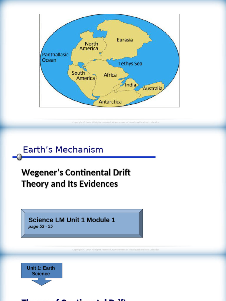 Lesson No. 7 Wegeners Continental Drift Theory | PDF | Plate Tectonics ...