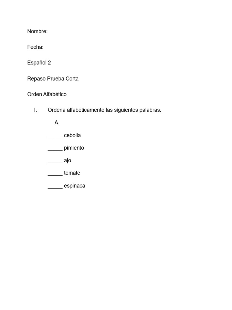 Repaso de Vocabulario en Español 2 | PDF